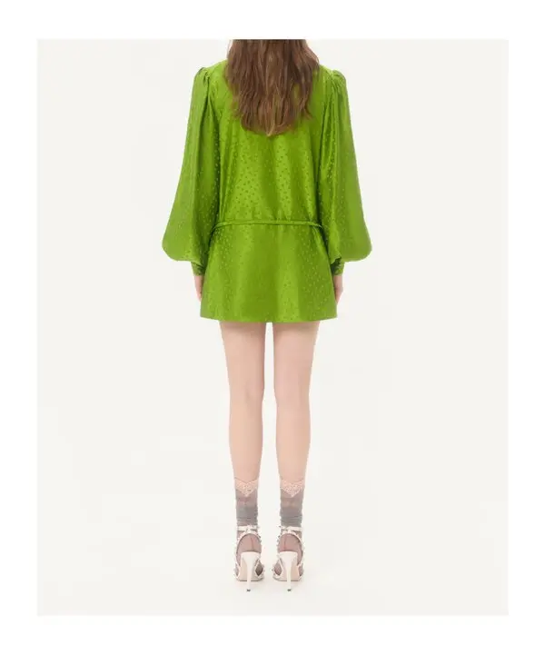 Valentino Garavani Embroidered Silk-linen Plus De Pois Jacquard Top