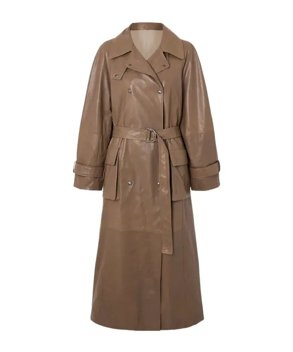 Brunello Cucinelli Belted Leather Trench Coat