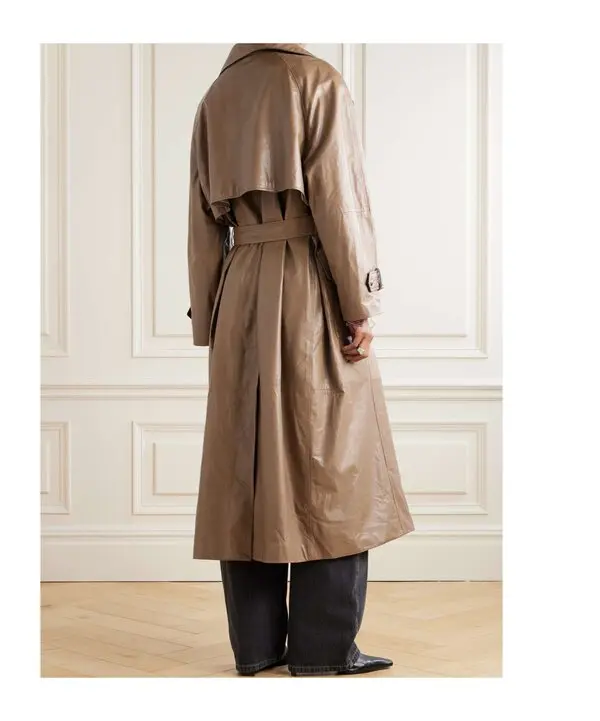 Brunello Cucinelli Belted Leather Trench Coat