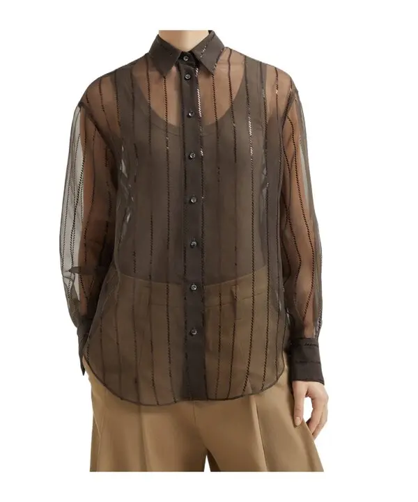 Brunello Cucinelli Sequin Embellished Long Sleeved Shirt