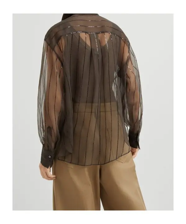 Brunello Cucinelli Sequin Embellished Long Sleeved Shirt