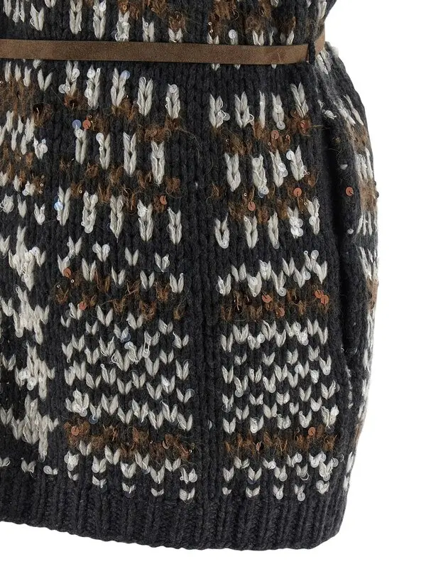Brunello Cucinelli Houndstooth-pattern Short-sleeve Cardigan