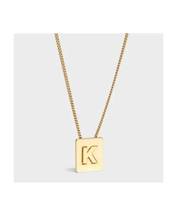 Celine Alphabet K Necklace In Brass With Gold Finish