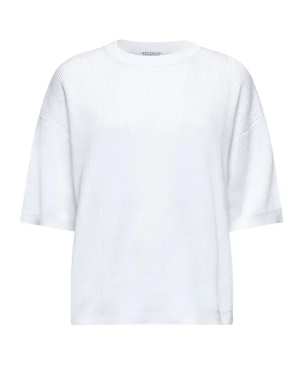 Brunello Cucinelli Short-sleeved Knitted Top - White