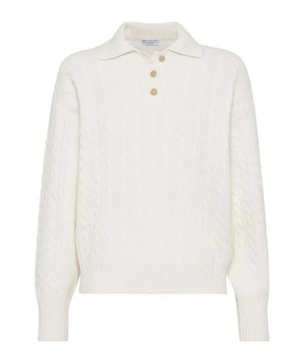 Brunello Cucinelli Cable-knit Cashmere Jumper With Collared Neckline