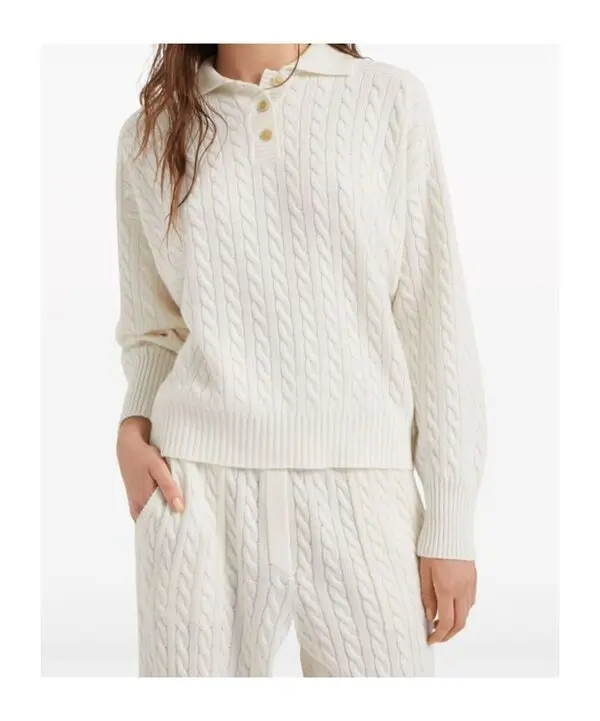 Brunello Cucinelli Cable-knit Cashmere Jumper With Collared Neckline