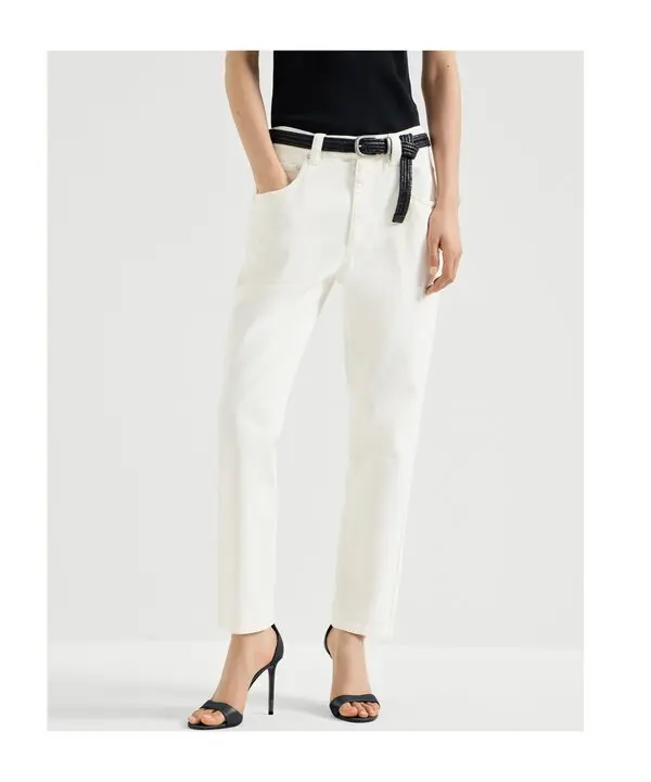 Brunello Cucinelli Dyed Denim Five-pocket Straight Leg Trousers