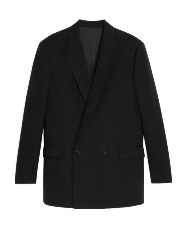 Celine Boxy Jacket In Striped Wool