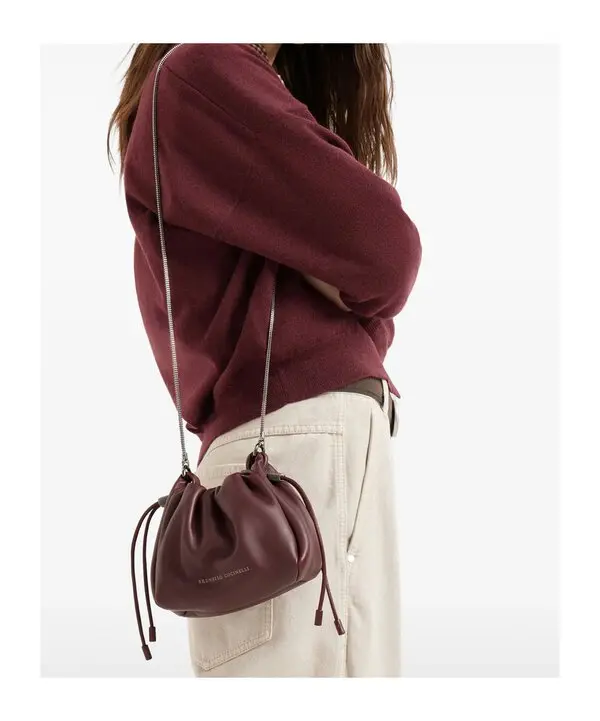 Brunello Cucinelli Mellow Drawstring Small Bucket Bag