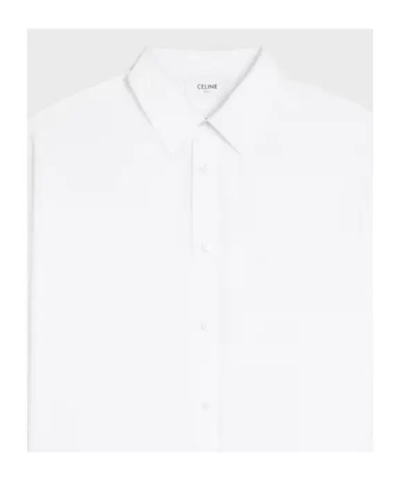 Celine Cotton Poplin Loose Shirt With Triomphe Embroidery
