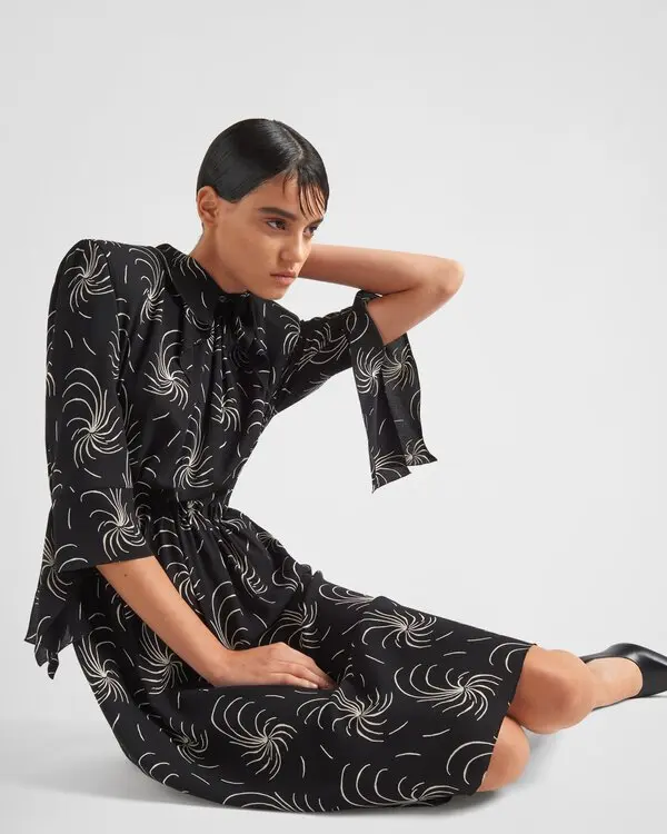 Prada Graphic-printed Crepe Shirt Dress