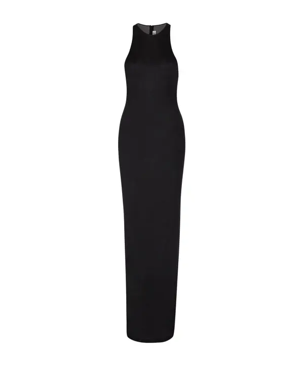 Saint Laurent Sleeveless Crewneck Maxi Dress With Logo Detail