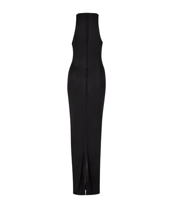 Saint Laurent Sleeveless Crewneck Maxi Dress With Logo Detail