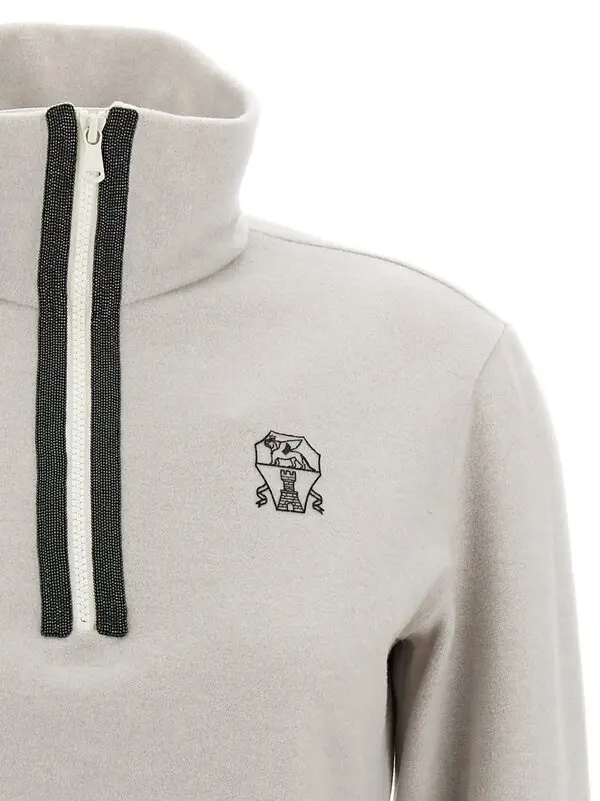 Brunello Cucinelli Logo Printed Long Sleeved Sweater