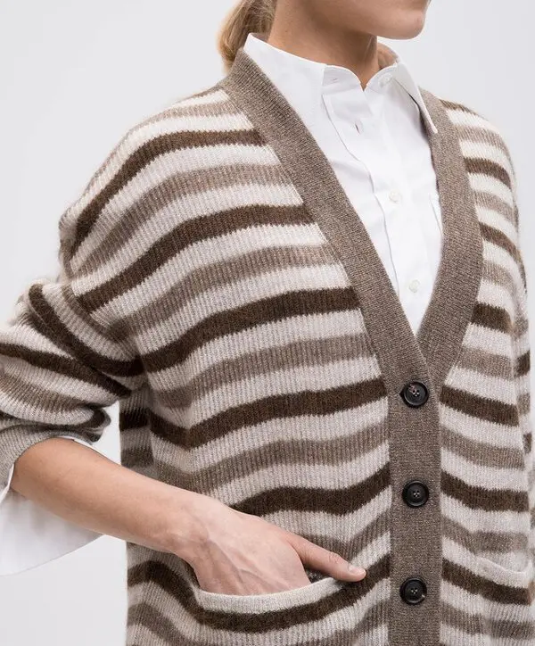 Brunello Cucinelli Striped Knitted Cardigan