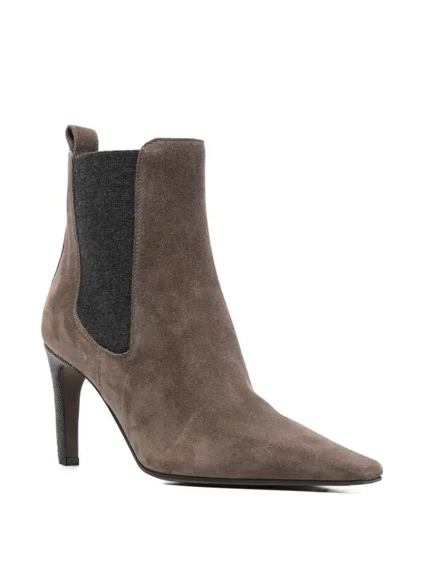 Brunello Cucinelli Monili-embellished Suede Ankle Boots