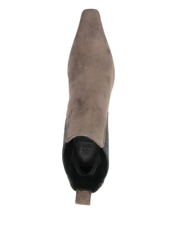 Brunello Cucinelli Monili-embellished Suede Ankle Boots
