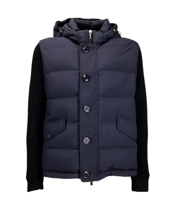 MOORER Quilted Padded Jacket With Detachable Hood - Black