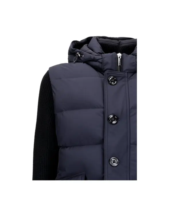 MOORER Quilted Padded Jacket With Detachable Hood - Black
