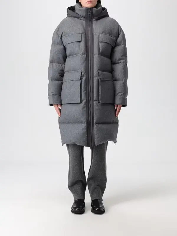 Brunello Cucinelli Long Quilted Down Jacket With Detachable Hood