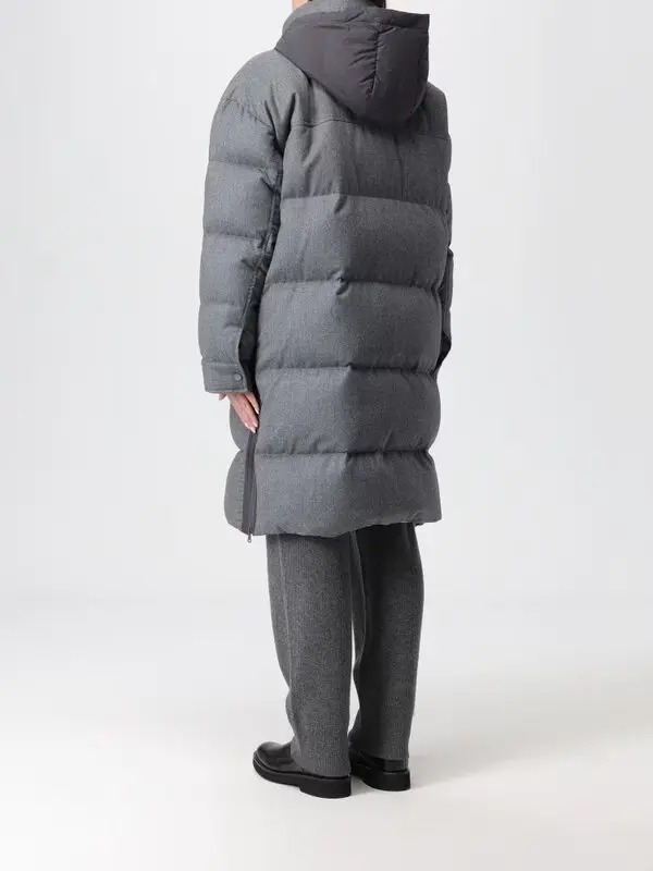 Brunello Cucinelli Long Quilted Down Jacket With Detachable Hood