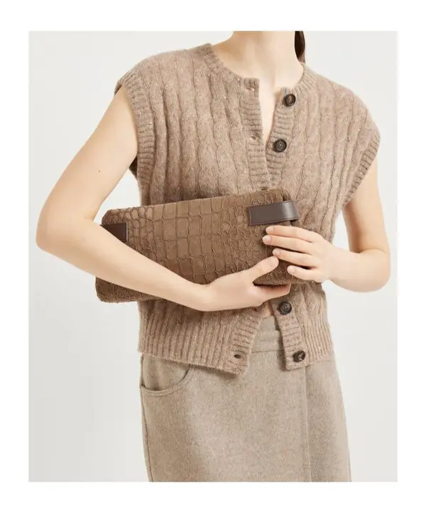 Brunello Cucinelli Essence Embossed Clutch Bag