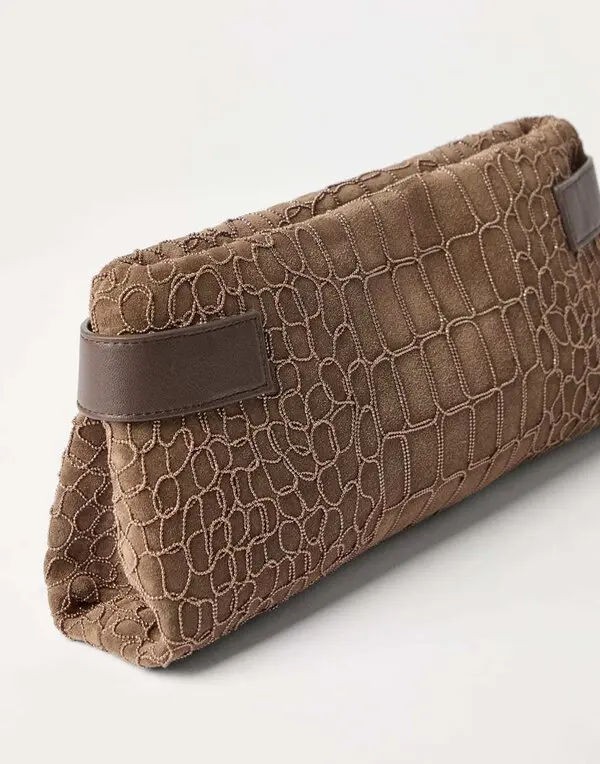 Brunello Cucinelli Essence Embossed Clutch Bag