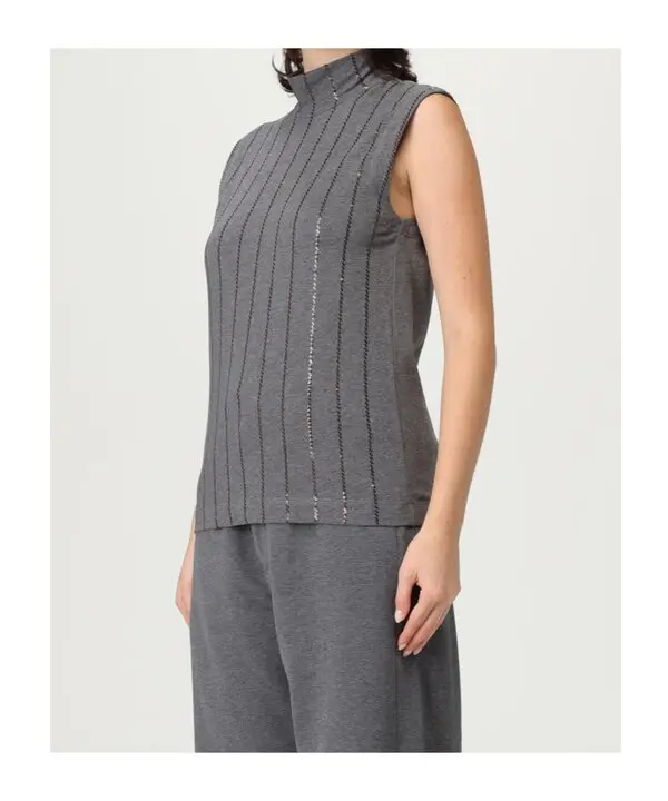 Brunello Cucinelli Sleeveless Mock Neck Top