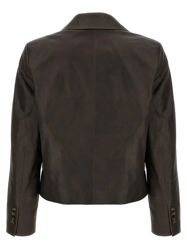 Brunello Cucinelli Single Breasted Leather Blazer