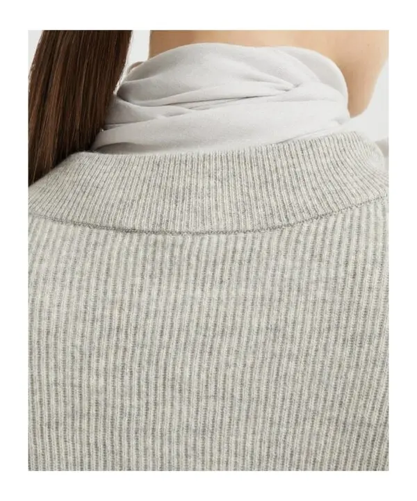 Brunello Cucinelli Monile Detailed Knit Sweater With Attached Shirt