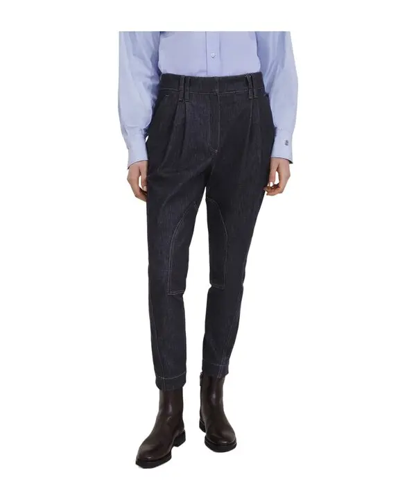 Brunello Cucinelli Comfort Monili-embellished No-fade Denim Equestrian Trousers - Black