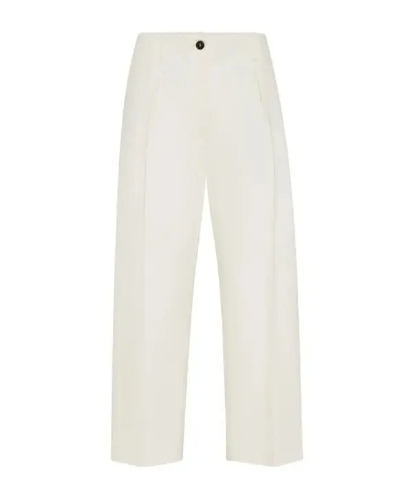 Brunello Cucinelli Pleated Cropped Trousers - White