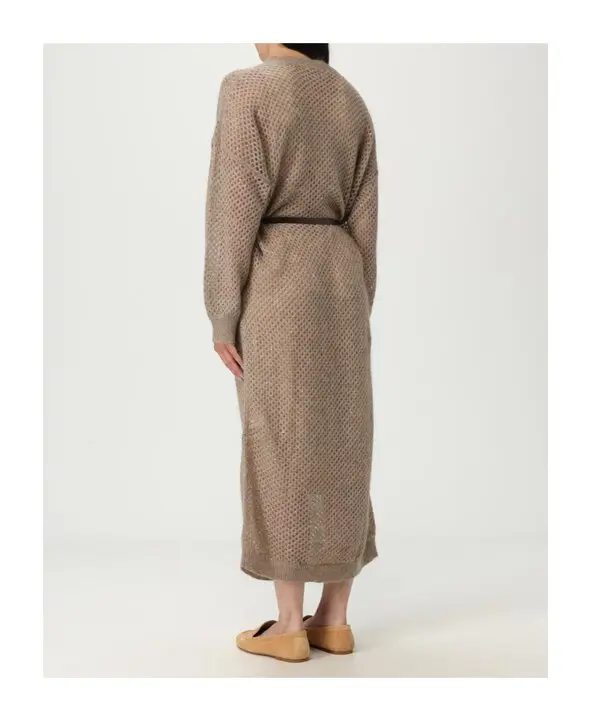 Brunello Cucinelli Embellished Knitted Midi Dress