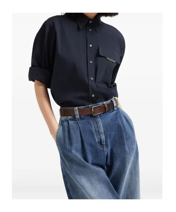 Brunello Cucinelli Long Sleeve Buttoned Shirt With Monili Decoration
