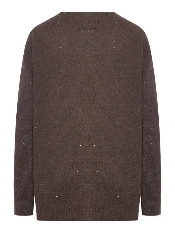 Brunello Cucinelli V-neck Sequin Embellished Knitted Jumper