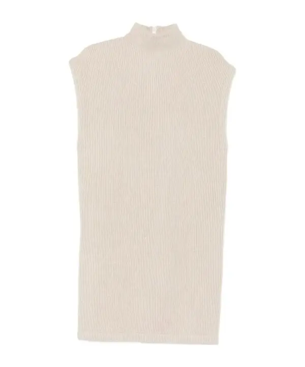 Brunello Cucinelli Ribbed High-neck Dress - Nude