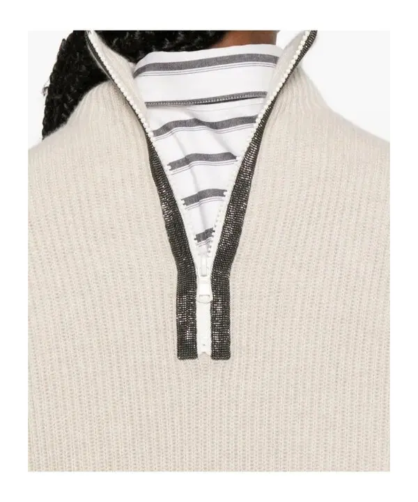 Brunello Cucinelli Ribbed High-neck Dress