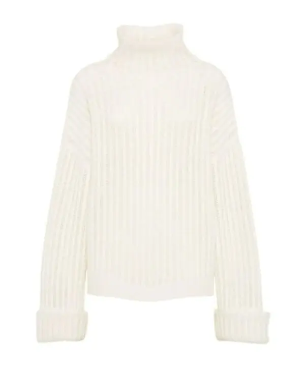Brunello Cucinelli Wide Rib Turtleneck Sweater - White