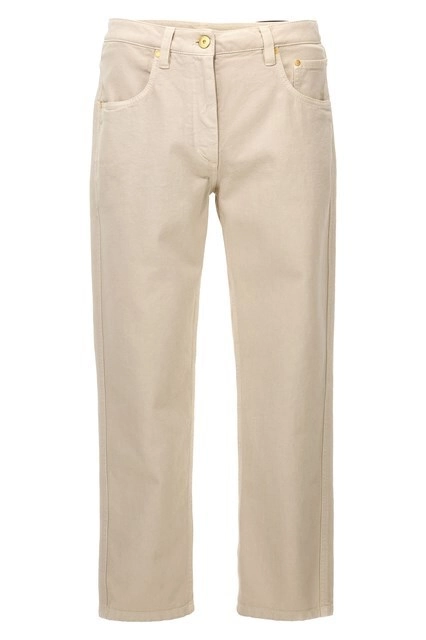 Brunello Cucinelli Cropped Jeans With Logo Patch - White