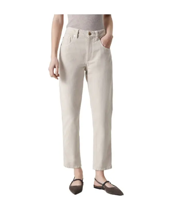 Brunello Cucinelli Cropped Jeans With Logo Patch