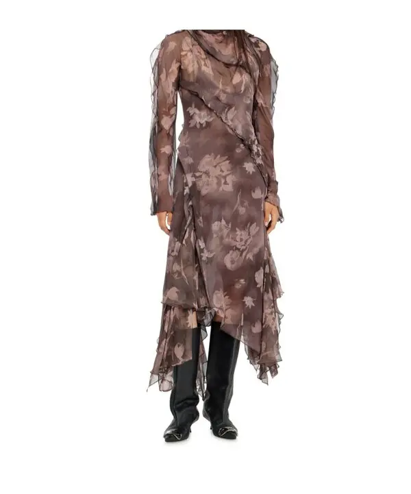 DIESEL® Asymmetrical Chiffon And Silk-crepe Midi Dress