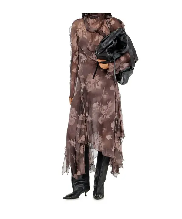 DIESEL® Asymmetrical Chiffon And Silk-crepe Midi Dress