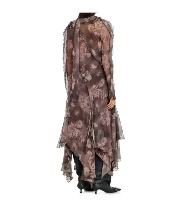 DIESEL® Asymmetrical Chiffon And Silk-crepe Midi Dress