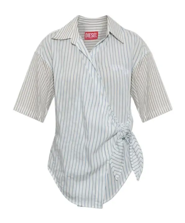 DIESEL® Striped Shirt With Short Sleeves And Curved Hem