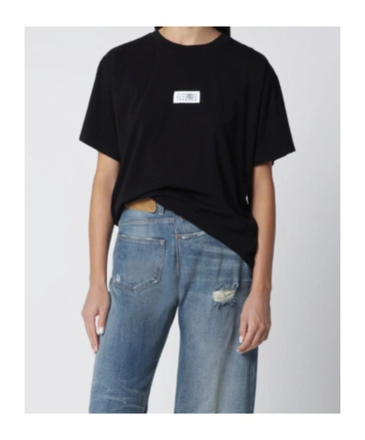 MAISON MARGIELA Logo Printed Crewneck T-shirt - Black