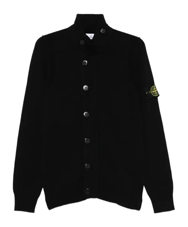 Stone Island Stand-collar Button Cardigan - Black