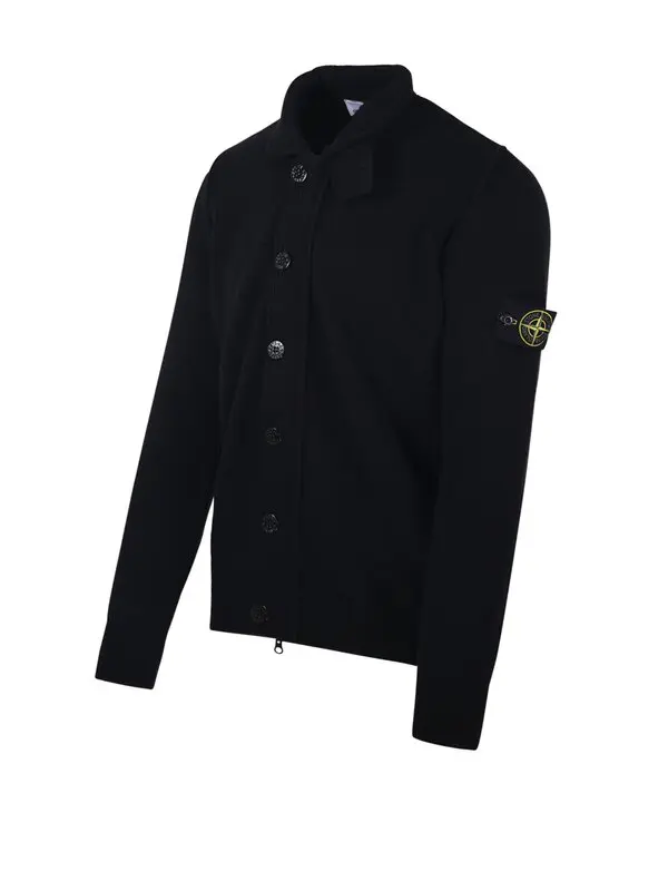 Stone Island Stand-collar Button Cardigan - Black