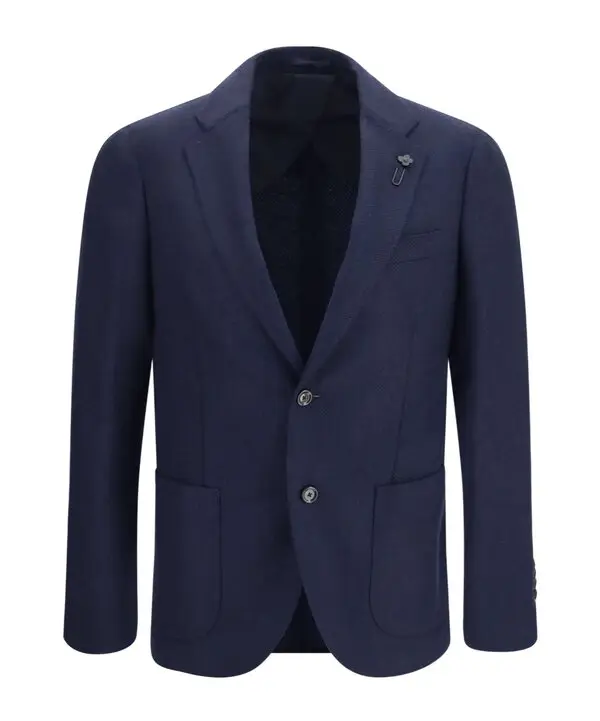 LARDINI Patch Pocket Single-breasted Blazer - Black