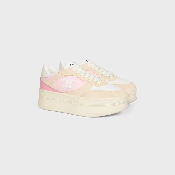 Celine Block Wedge Sneaker In Calfskin And Suede Calfskin