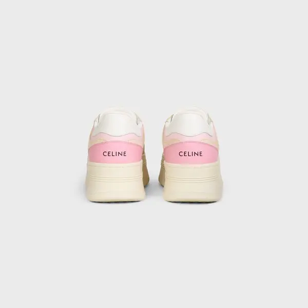Celine Block Wedge Sneaker In Calfskin And Suede Calfskin